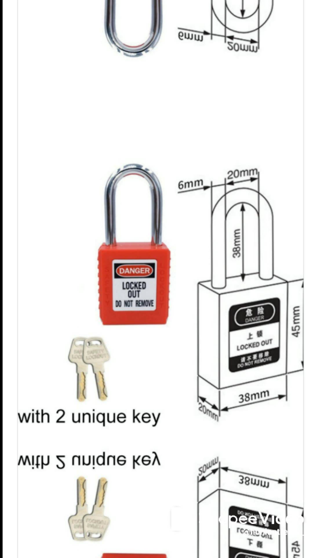 38mm Loto Padlock Gembok Kunci Keamanan Gembok Rekayasa Dengan 2 Kunci ...